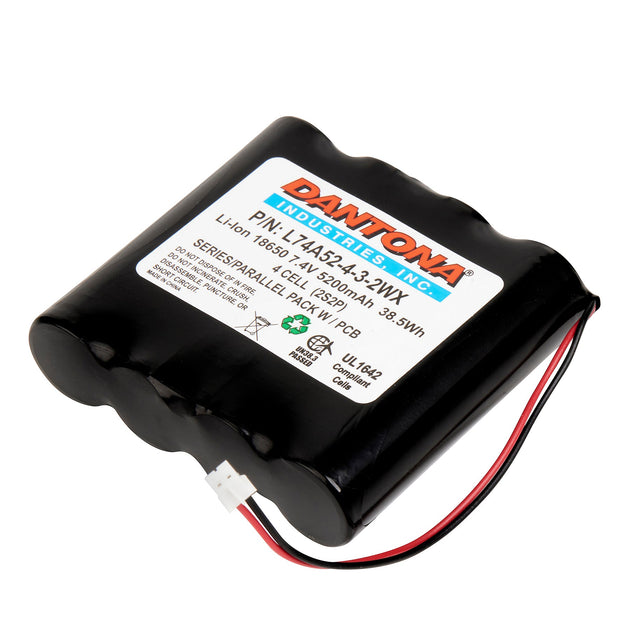 Lithium Ion rechargeable 7.4 volt 5200 mah 2S2P 18650 battery pack ...
